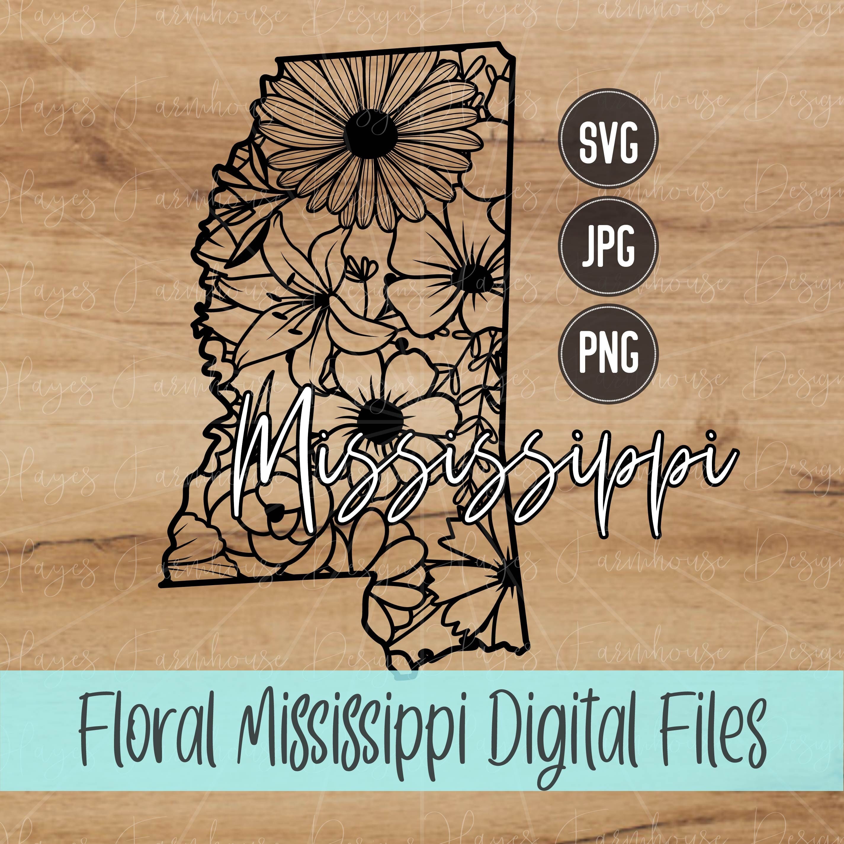 Mississippi SVG PNG JPG State of Mississippi Floral State Mandala ...