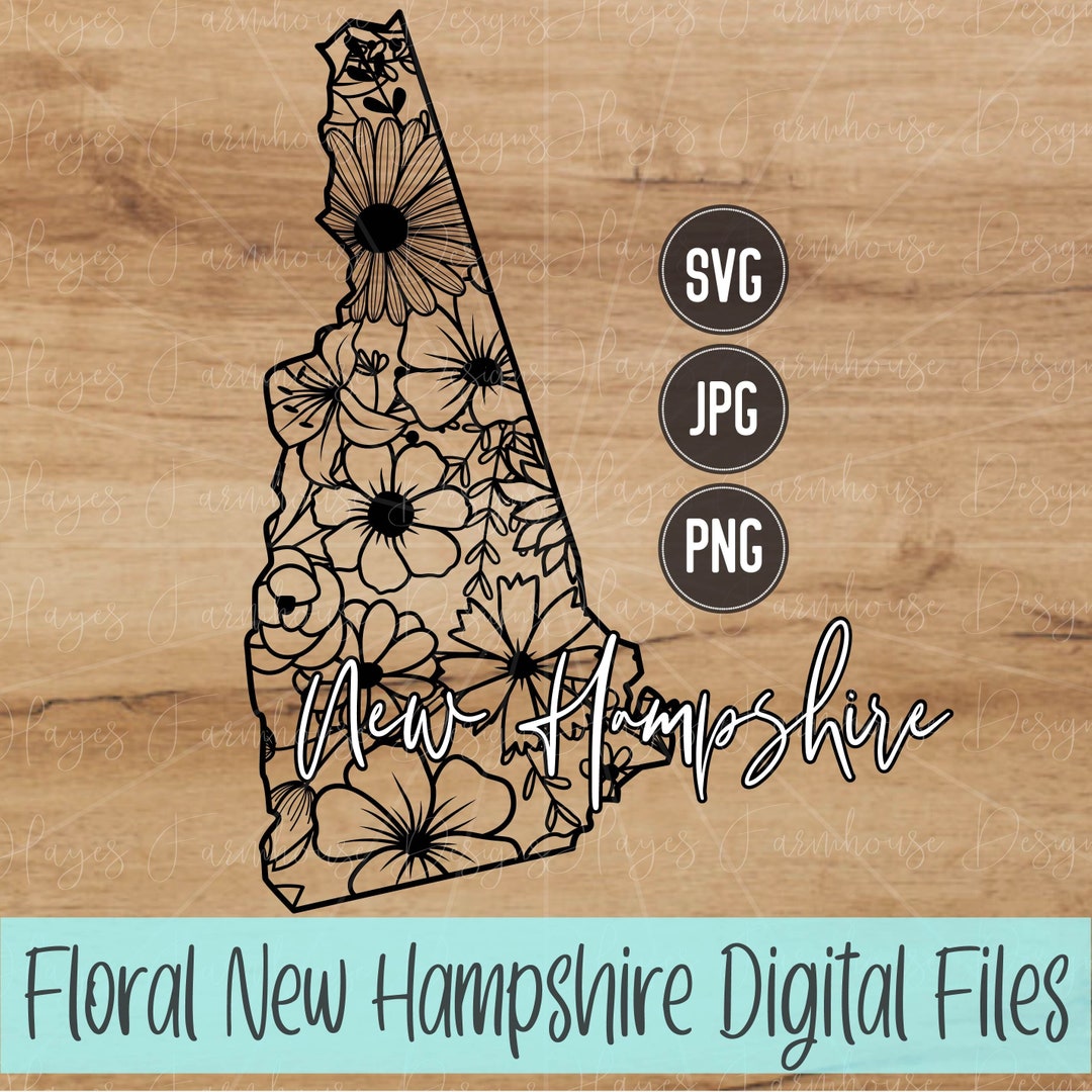 New Hampshire SVG | PNG | JPG | State of New Hampshire | Floral State ...