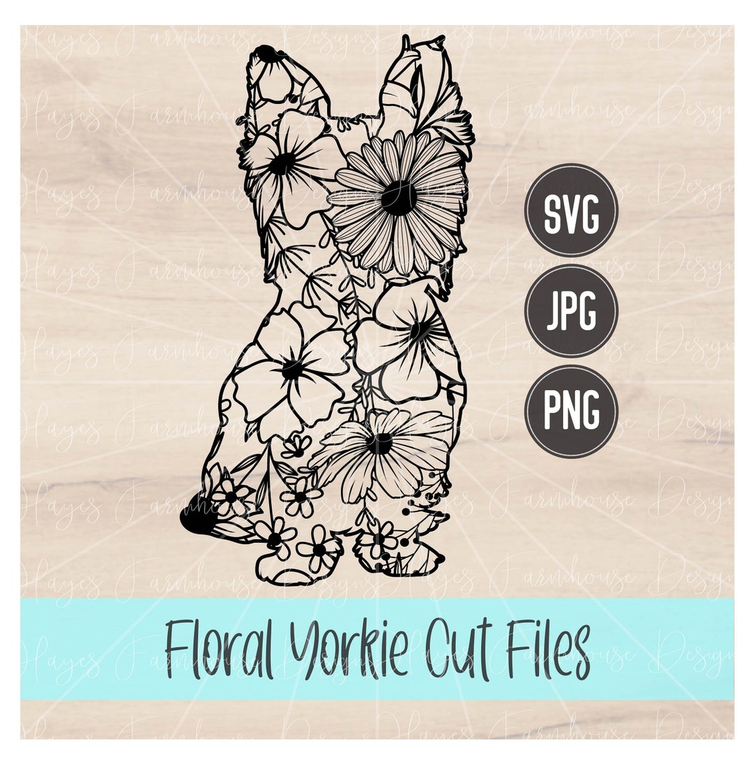 Yorkshire Terrier SVG | PNG | JPG | Yorkie | Floral Dog | Mandala ...