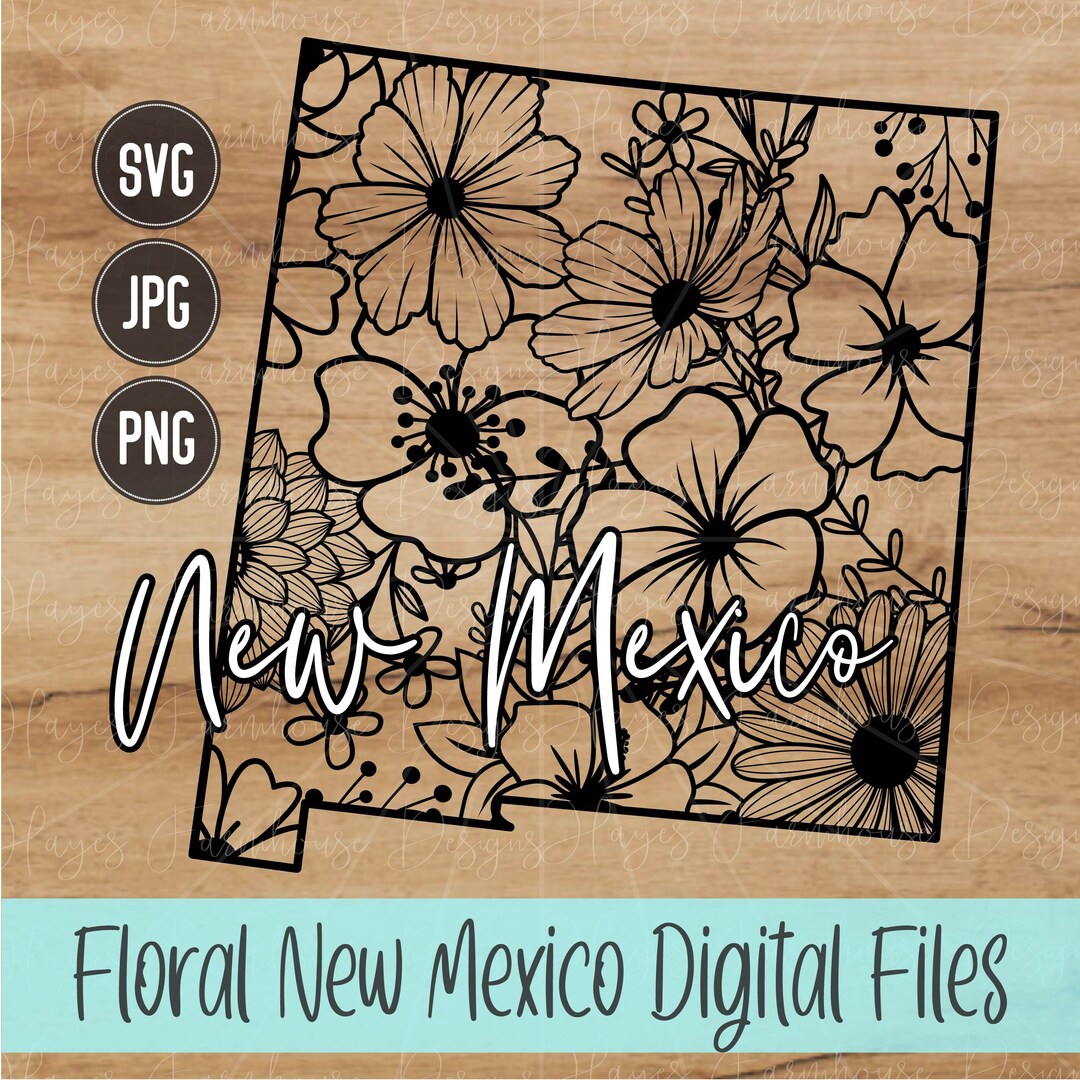 New Mexico SVG | PNG | JPG | State of New Mexico | Floral State ...