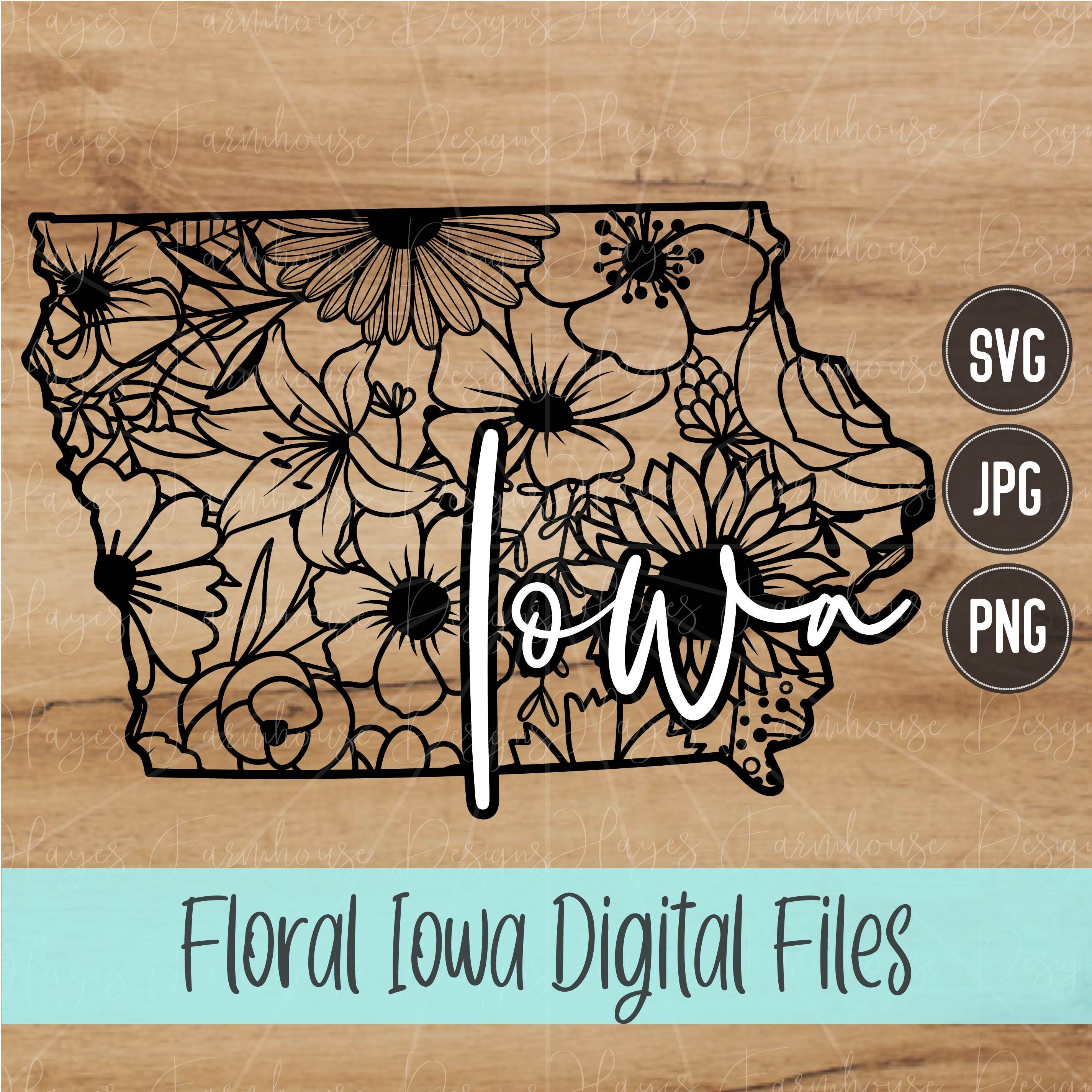 Iowa SVG | PNG | JPG | State of Iowa | Floral State | Mandala | Digital ...