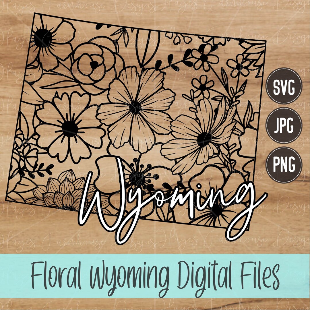 Wyoming SVG | PNG | JPG | State of Wyoming | Floral State | Mandala ...
