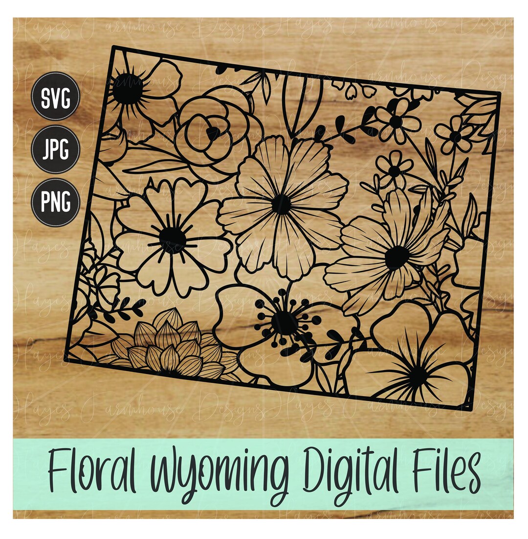 Wyoming No Text SVG PNG JPG State of Wyoming Floral State Mandala ...
