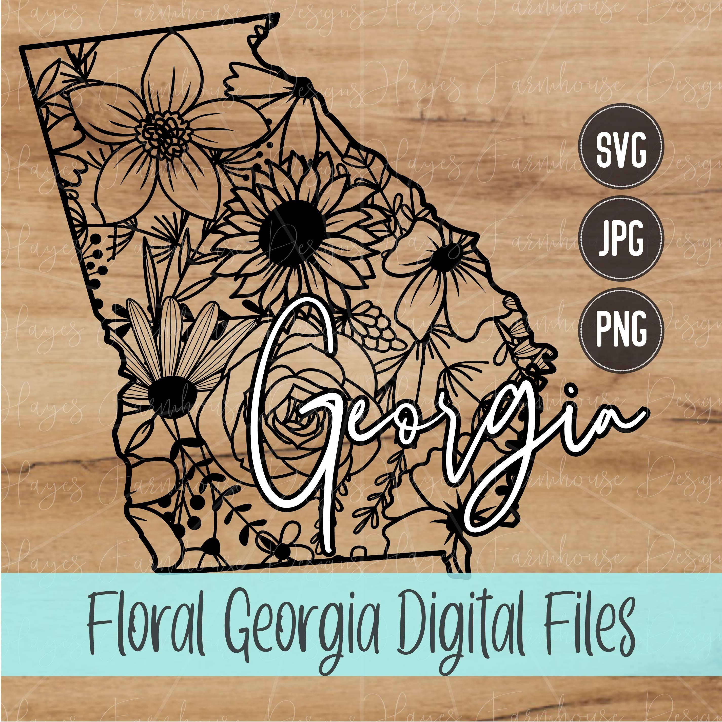 Georgia SVG PNG JPG State of Georgia Floral State Mandala Digital T ...