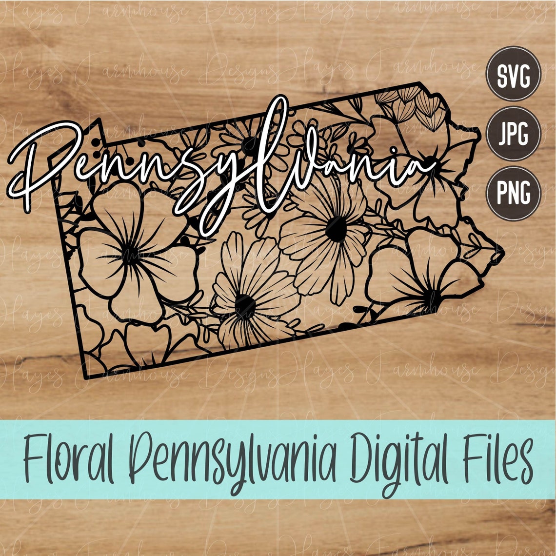 Pennsylvania SVG | PNG | JPG | State of Pennsylvania | Floral State ...