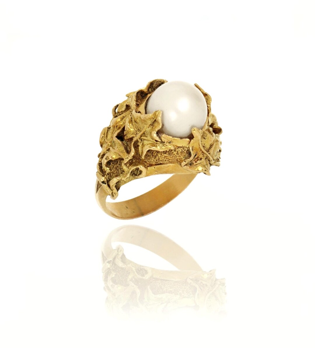 Antique 18k Gold Flower Ring Ivy Leaf Natural Pearl Italian Jewelry - Etsy