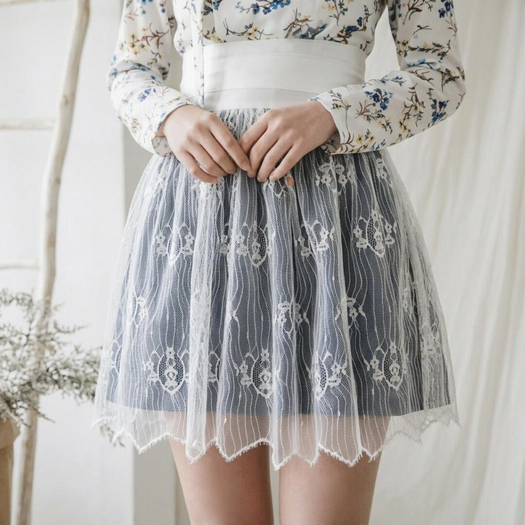 Floral Lace Mini Hanbok Wrap Skirt – Modern Korean Traditional Style ...