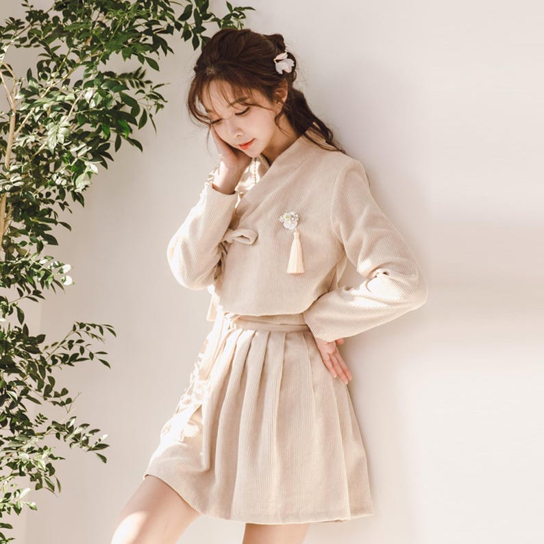 Mini Hanbok Set | Ivory Jeogori & Ivory Wrap Skirt M Size - Etsy