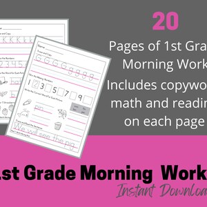 First Grade Morning Work Review Pages for One Month Daily Practice Fun ...