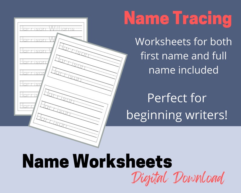 Custom Name Tracing Worksheet - Etsy