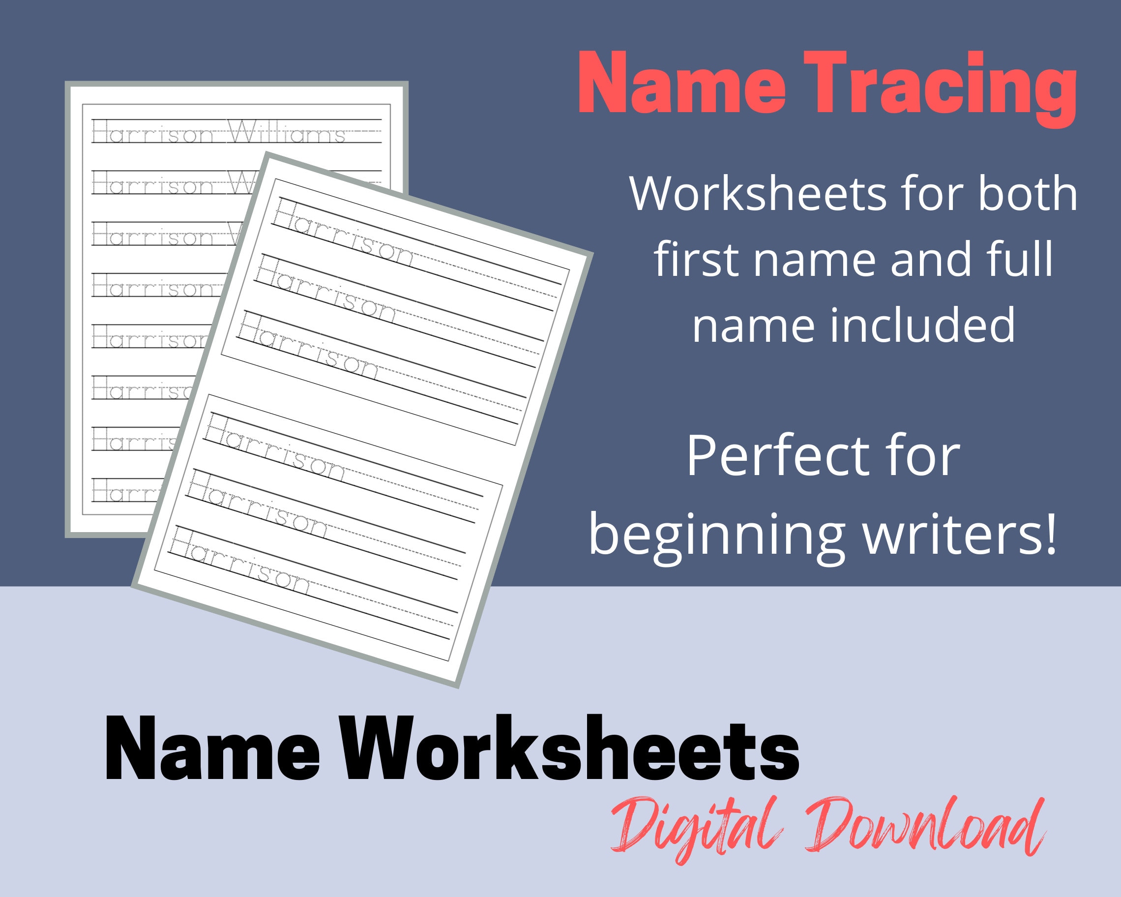 Custom Name Tracing Worksheet - Etsy