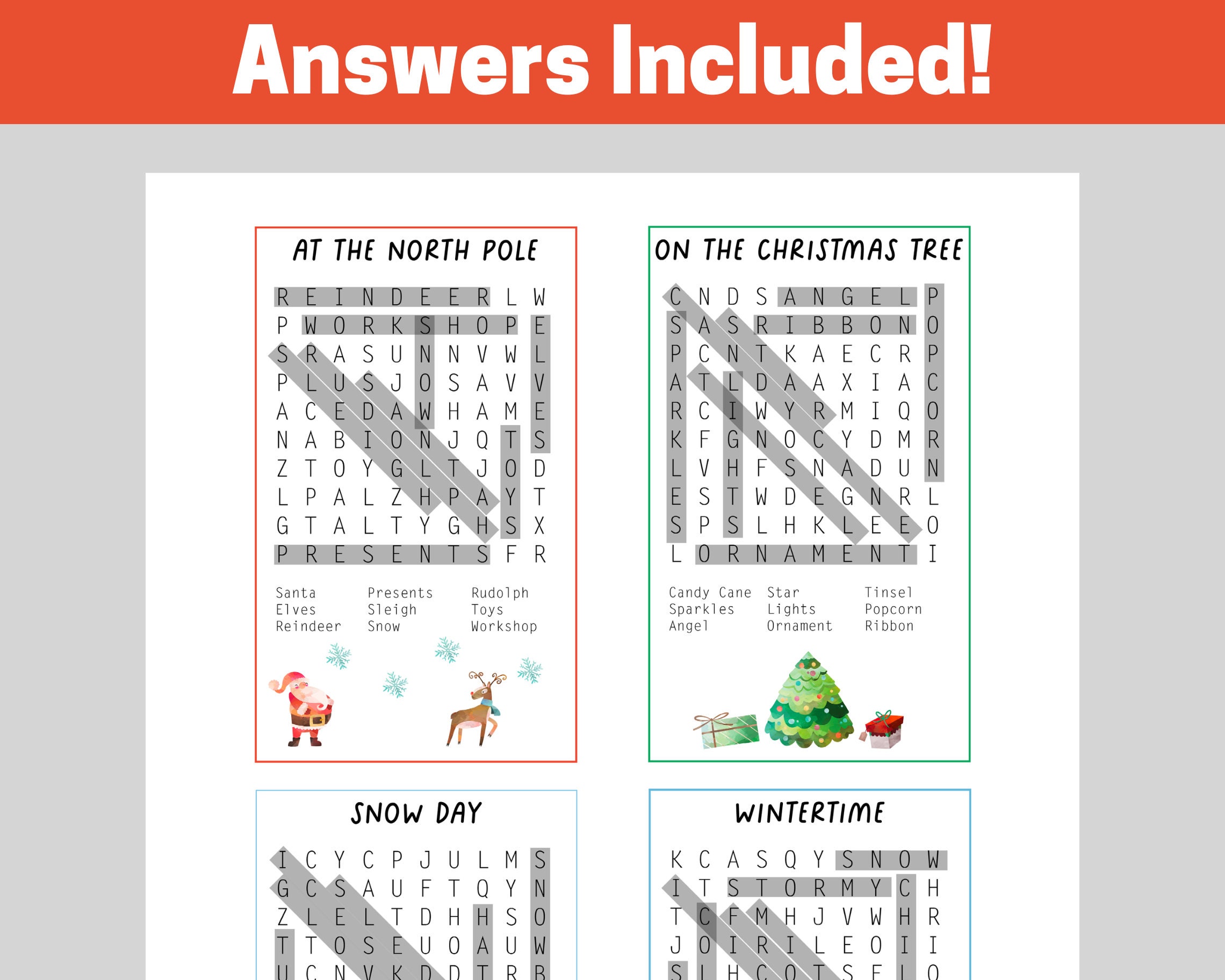 Kids Word Search Seasonal Year Round Two Word Searches a - Etsy