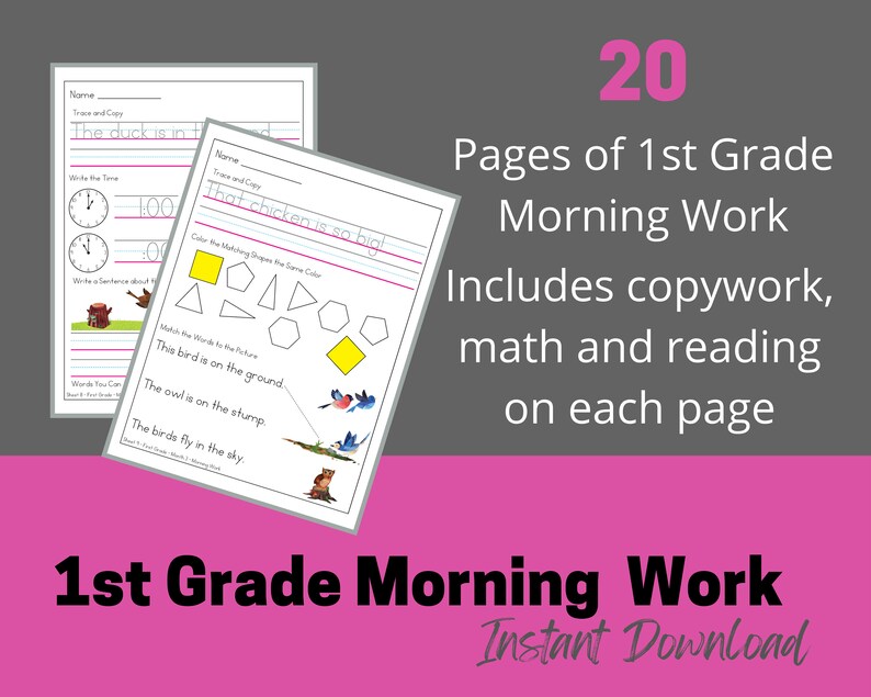 First Grade Morning Work Review Pages for One Month Daily Practice ...