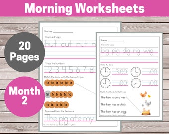 First Grade Morning Work Review Pages for One Month Daily Practice ...