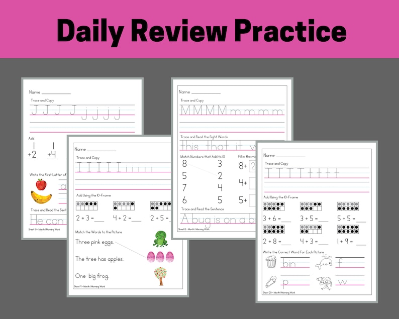 First Grade Morning Work Review Pages for One Month Daily - Etsy