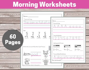 First Grade Morning Work Review Pages for One Month Daily Practice ...