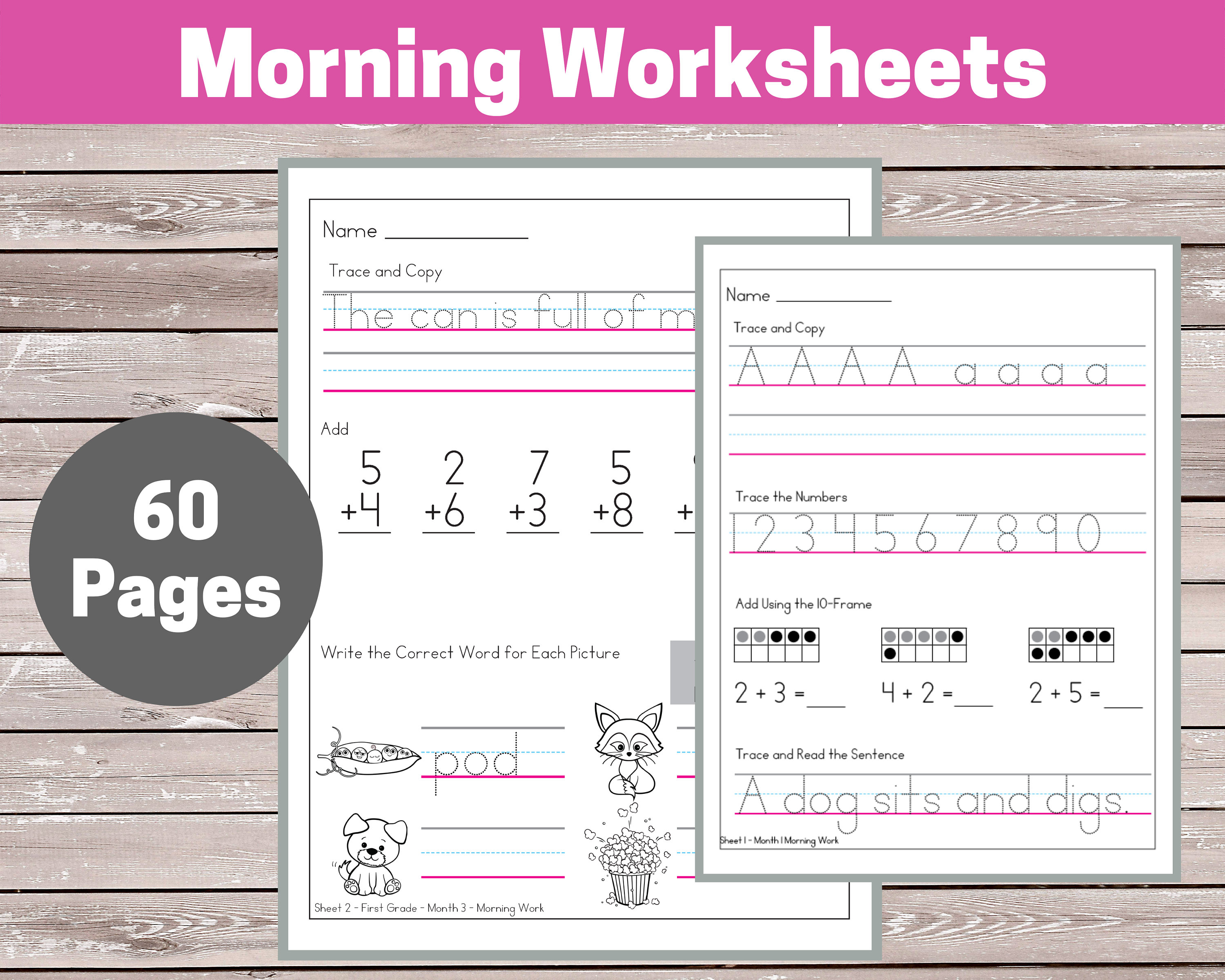 First Grade Morning Work Review Pages Month 1, 2 & 3 Daily Practice Fun ...