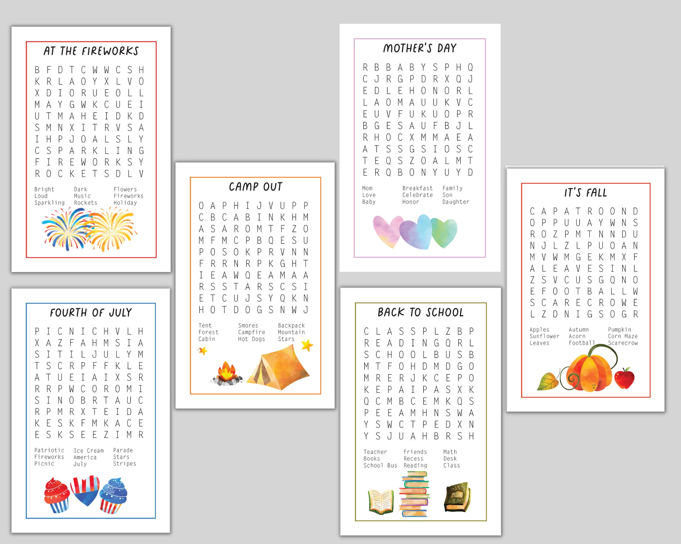 Kids Word Search Seasonal Year Round Two Word Searches a - Etsy