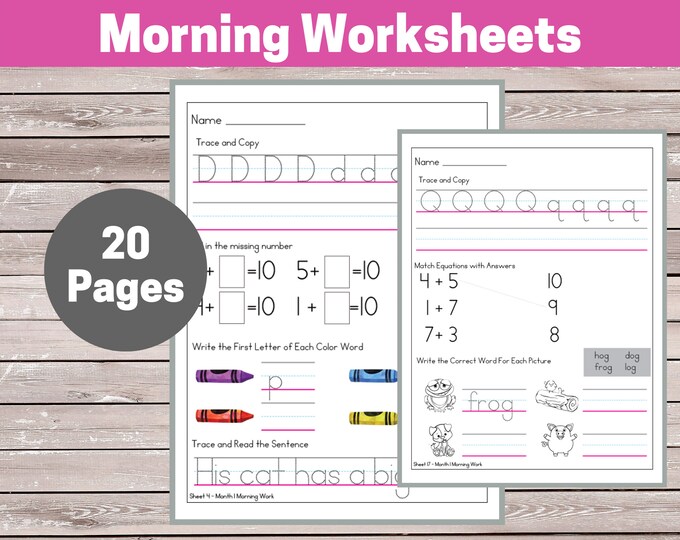 First Grade Morning Work Review Pages for One Month | Daily Practice ...