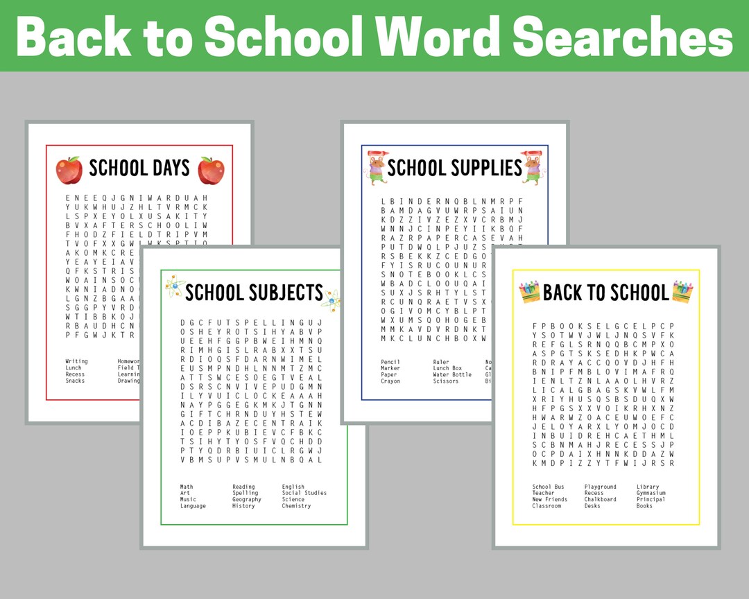 Back to School Word Searches - Etsy