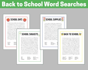 Back to School Word Search, Word Search Printable, Kids Activity Sheets ...