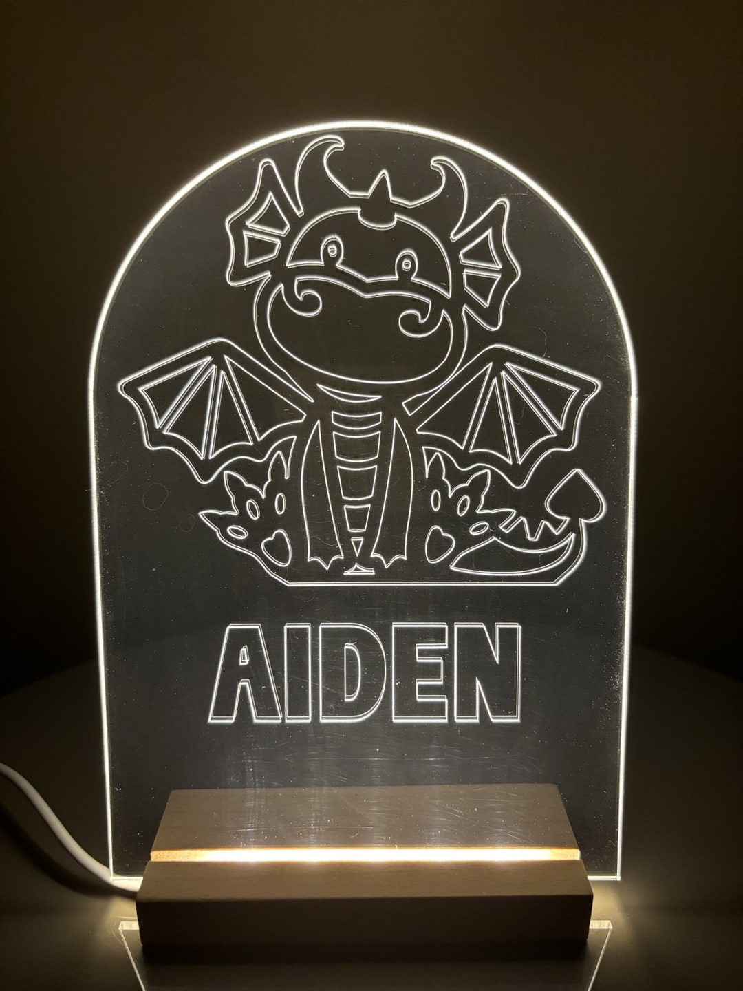 Personalised Dragon Night Light, Custom Engraved Night Light, Child's ...