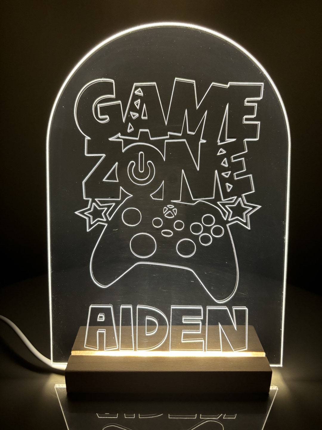 Personalised Gamer Night Light, Custom Engraved Night Light, Child's ...
