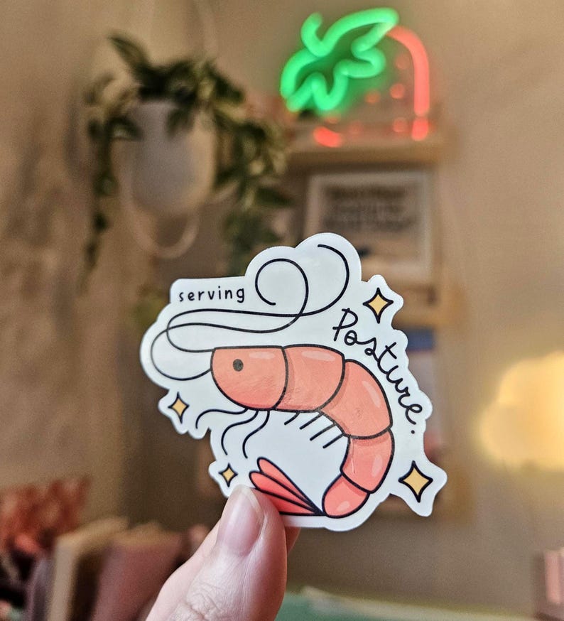 Posture Shrimp Sticker: Waterproof Vinyl Decal - Etsy