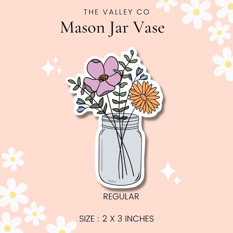 Mason Jar Sticker Flower Stickers Bouquet Sticker - Etsy