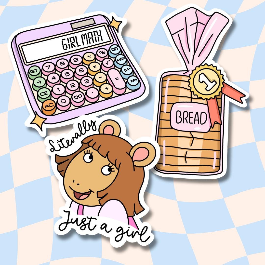 Girl Math Waterproof Sticker: Calculator, Bread Winner, Arthur DW - Etsy