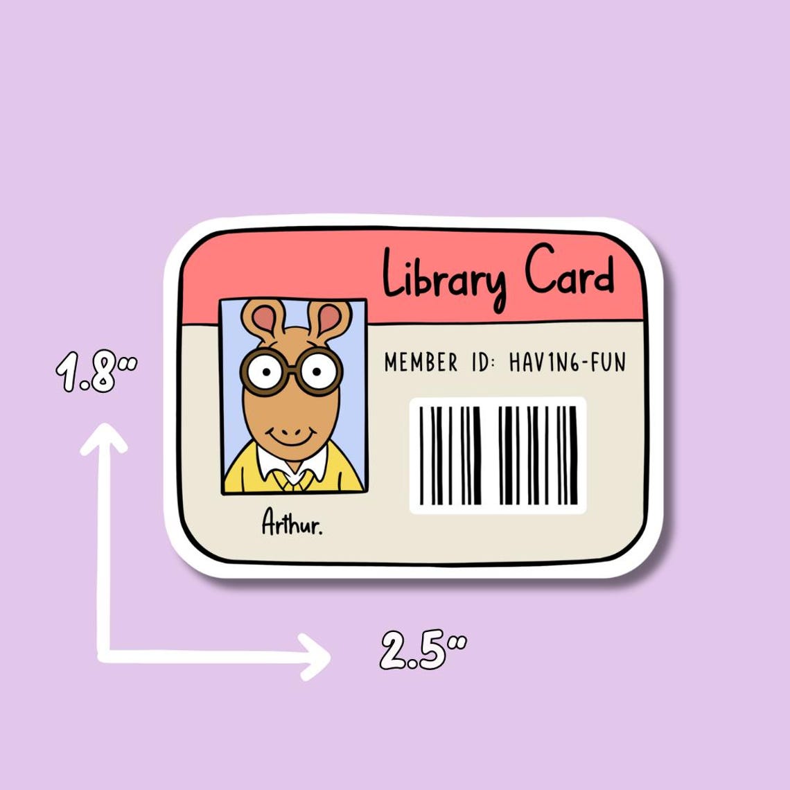Arthur Library Card Sticker: Nostalgic Waterproof Laptop Decal - Etsy