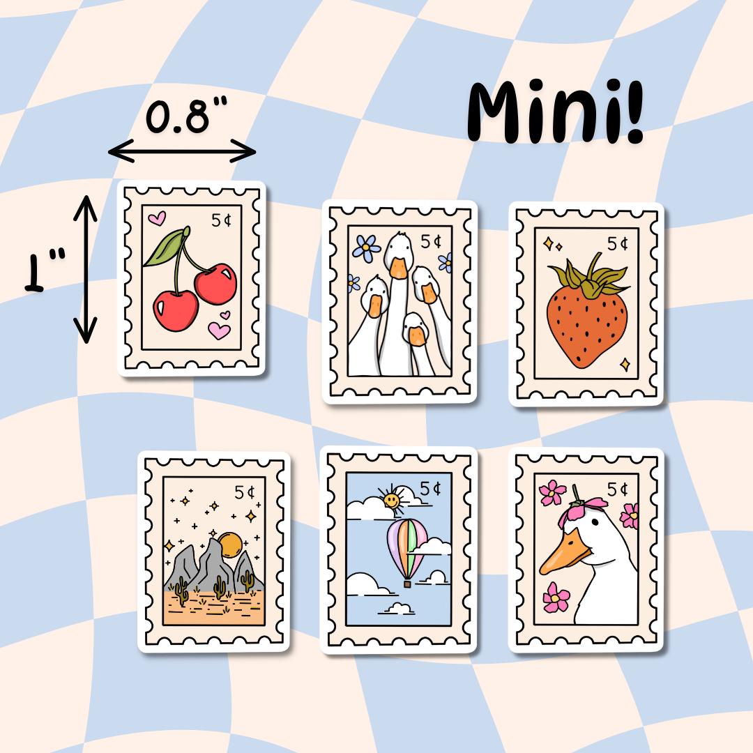 Mini Stamp Stickers: Waterproof Vinyl Decals - Set of 6 - Etsy