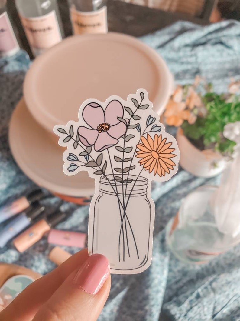 Mason Jar Sticker Flower Stickers Bouquet Sticker - Etsy