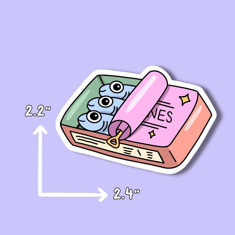 Sardine Stickers: Smol Fish, Sardine Tin, Waterproof Vinyl - Etsy
