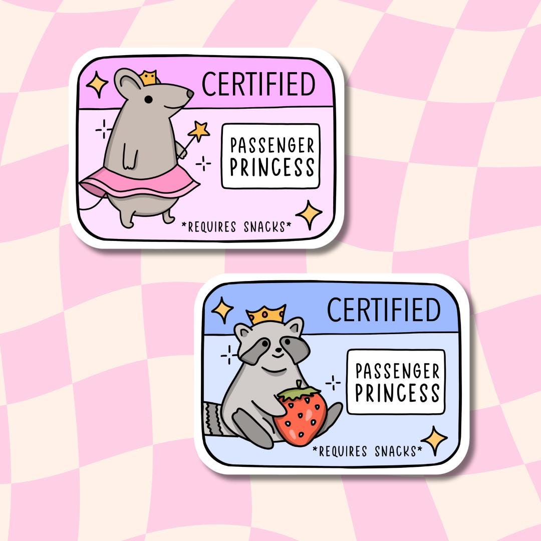 Passenger Princess Sticker: Raccoon or Rat Waterproof Decal - Etsy