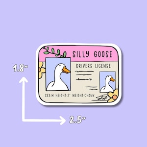 Silly Goose Driver's License Sticker - Waterproof Vinyl Laptop Decal - Etsy