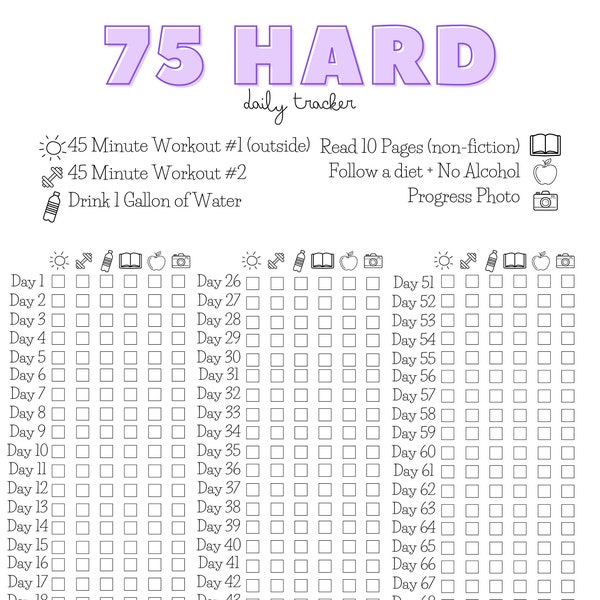 75 Hard Printable - Etsy