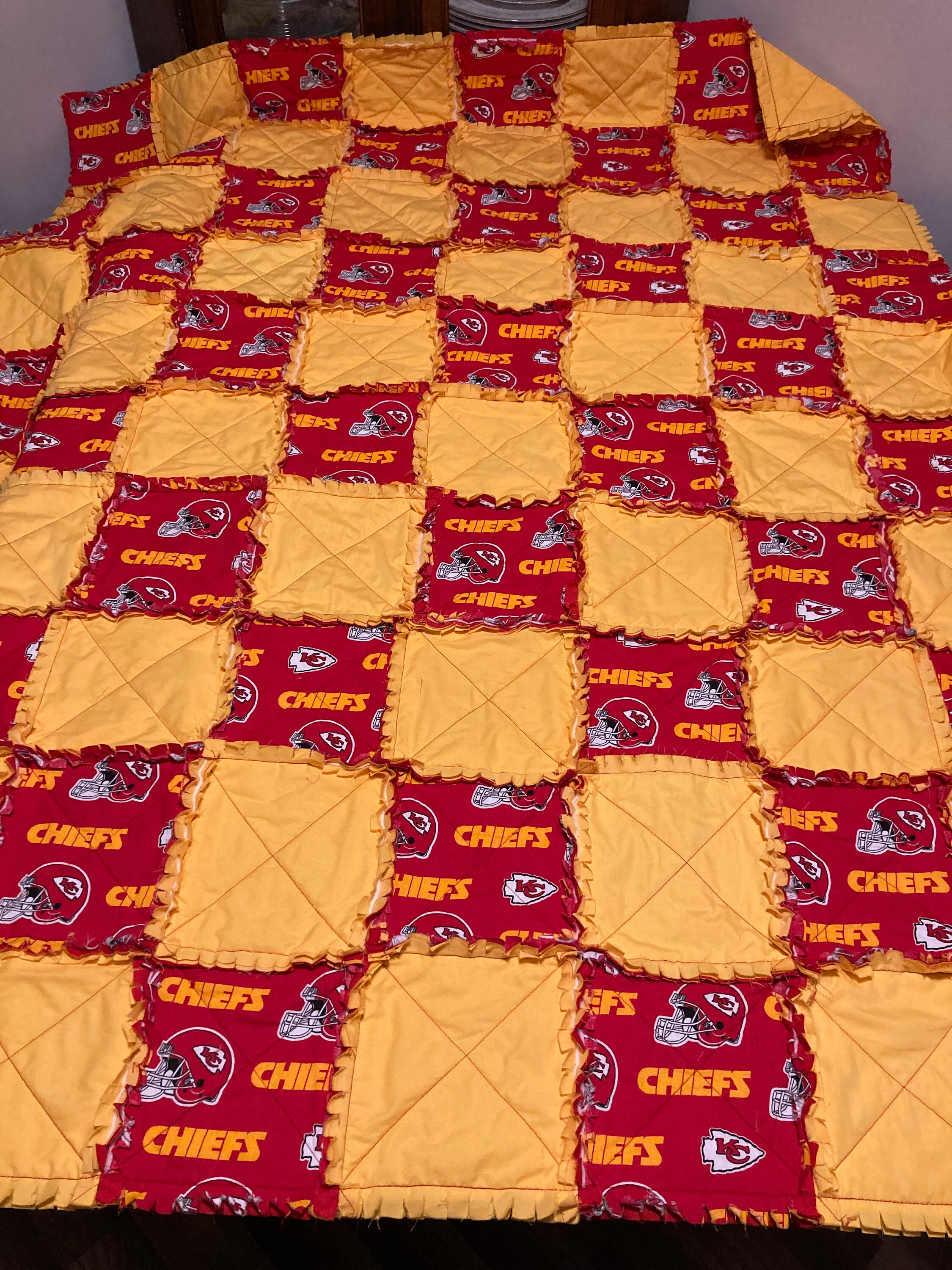 Kansas City Chiefs Rag Quilt - Etsy