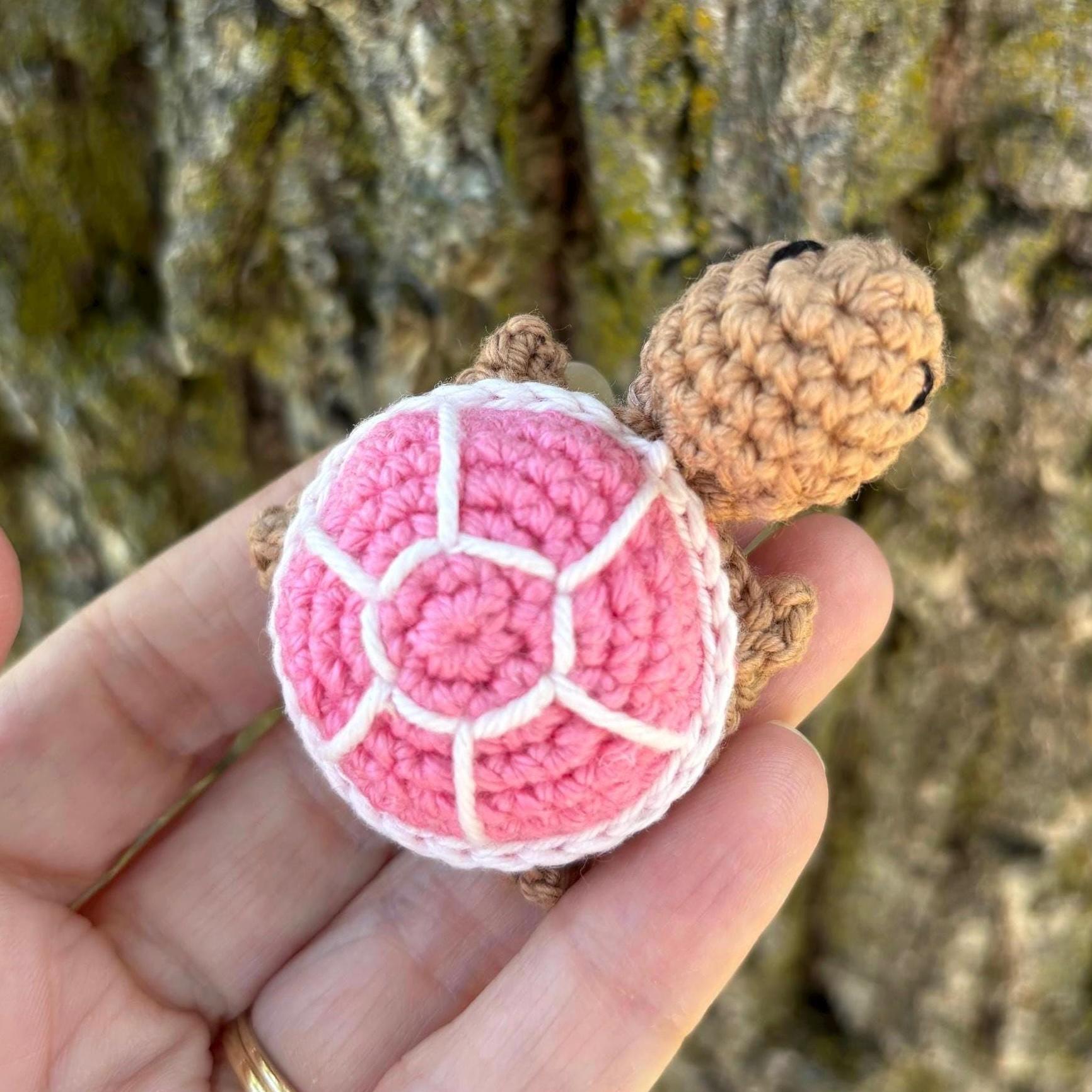 Pink Tiny Crochet Turtle | Mini Pink Stuffed Turtle | Crocheted Tiny ...