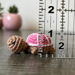 Pink Tiny Crochet Turtle | Mini Pink Stuffed Turtle | Crocheted Tiny ...