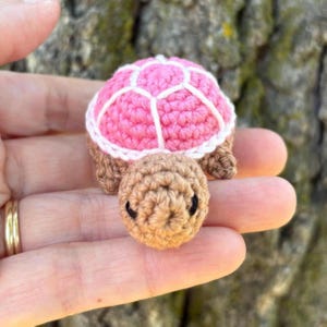 Pink Tiny Crochet Turtle | Mini Pink Stuffed Turtle | Crocheted Tiny ...