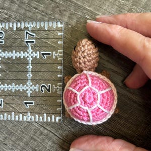 Pink Tiny Crochet Turtle | Mini Pink Stuffed Turtle | Crocheted Tiny ...