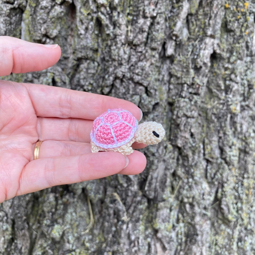 Crocheted Pink Shell Turtle: Tiny Cotton Amigurumi Plushie - Etsy