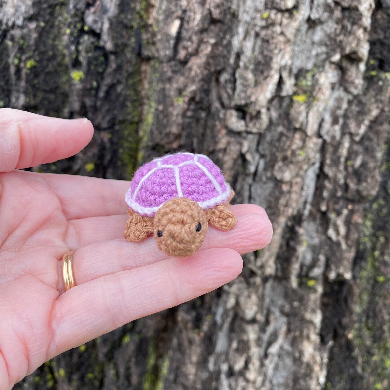Tiny Plushie Turtle, Tiny Faded Purple Turtle, Pinkish/purple Amigurumi ...
