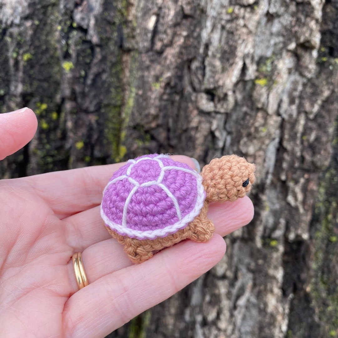 Tiny Plushie Turtle, Tiny Faded Purple Turtle, Pinkish/purple Amigurumi ...