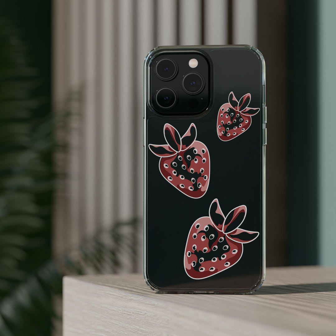 Clear Strawberry Design Transparent Phone Cover, Protective Case for ...