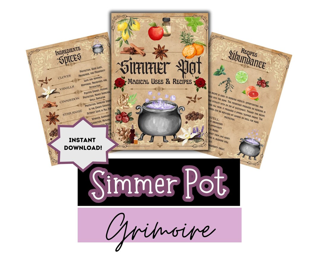 Simmer Pot Spell Recipe Grimoire | Kitchen Witch Printable (PDF ...