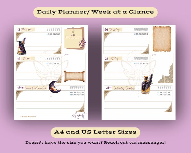 2026 Witchy Weekly Planner Insert: A4/US Letter (digital Download) - Etsy