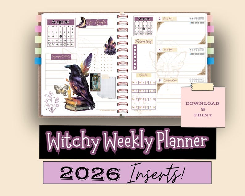 2026 Witchy Weekly Planner Insert: A4/US Letter (digital Download) - Etsy
