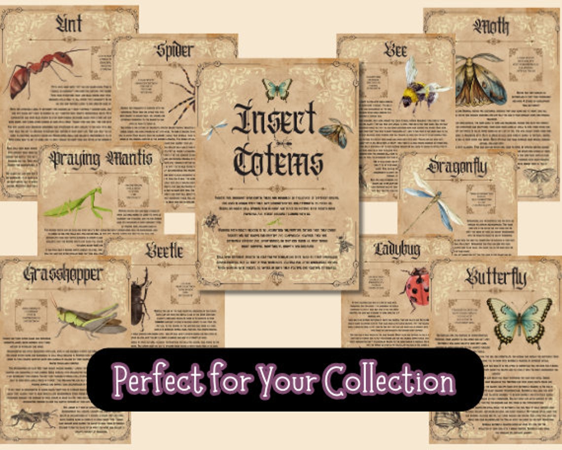 Insect Totem Grimoire Pages: Spirit Animal Printable Inserts (digital ...